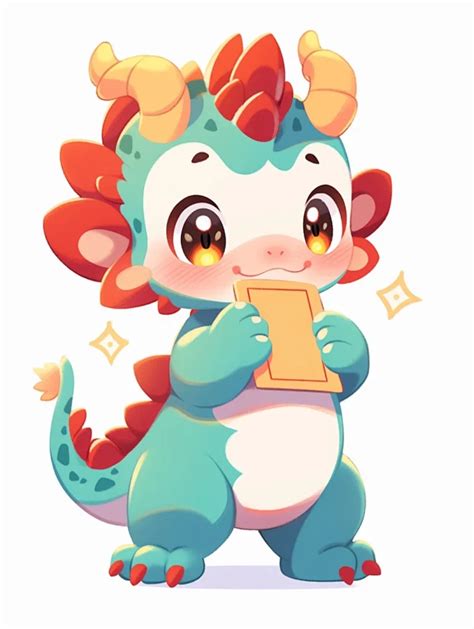 可爱卡通小龙／龙年卡通ip／炫彩龙年插图