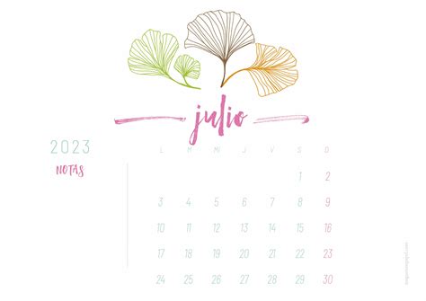 Calendario Mensual Julio 2023 Megustaenpapel Imprimibles Para