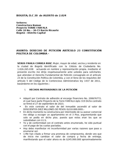 Dpinmobiliaria Kumam Pdf Petición Justicia