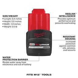 M12 Redlithium™ High Output Cp2 5 Battery Pack Milwaukee Tool