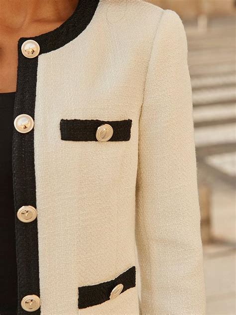 Sosandar Ivory Contrast Trim Boucle Jacket Cream Very Ireland