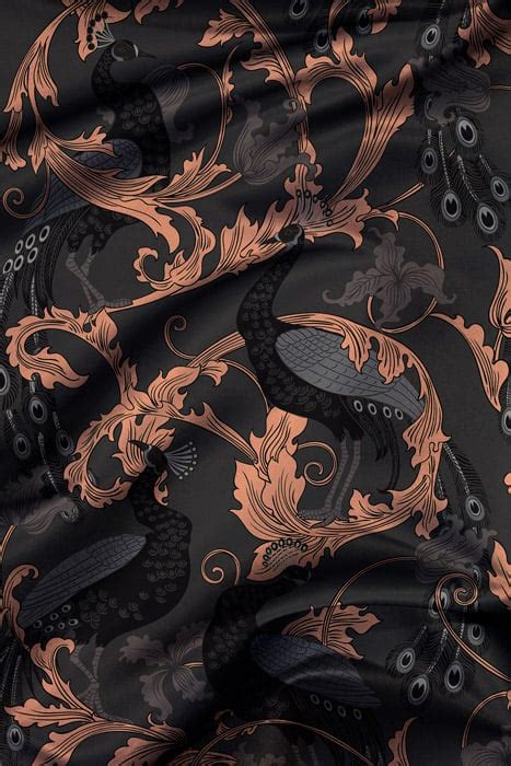 Black Peacock Fabric For Curtains Feathr™ Made By Artists