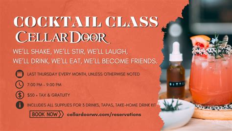 Cocktail Class At Cellar Door 2024 04 25 190000 Huntington Area Cvb