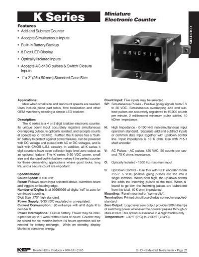 K Series Counter Kep Sales