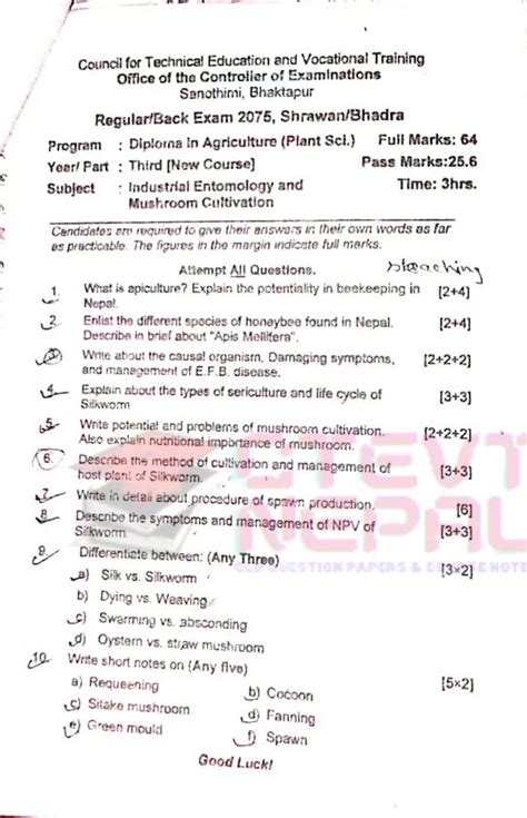 Industrial Entomology Mushroom And Cultivation 3rd Year Question