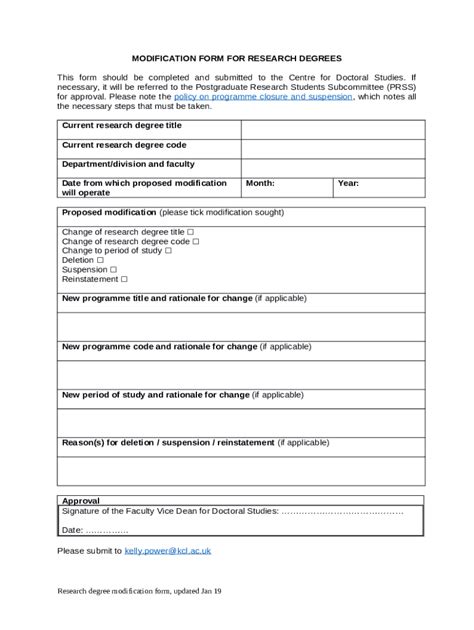Modification Research Degree Modification Doc Template Pdffiller