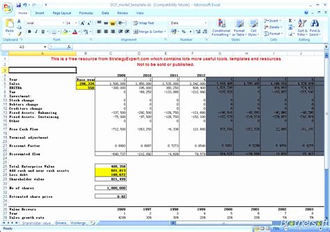 Discounted Cash Flow Model Excel Template