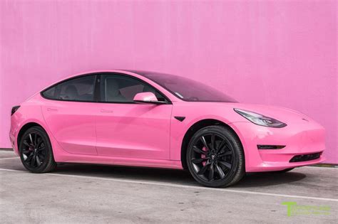 3m Gloss Hot Pink Tesla Model 3 White Leather Interior Tesla Model