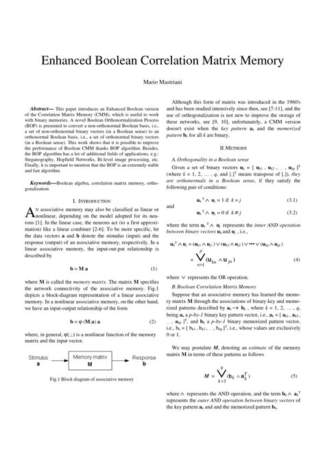 Pdf Enhanced Boolean Correlation Matrix Memory