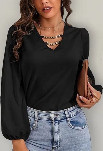 Blusas Manga Larga Casuales Dama Moda Elegante Mercadolibre