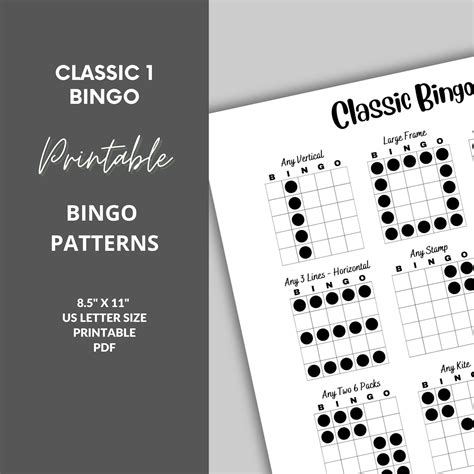 Bingo Patterns Classic 1 Bingo Printable Bingo Games Bingo Game Patterns Bingo Theme