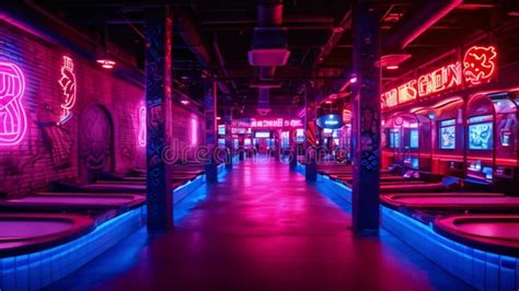 Neon Lit Arcade With Pink And Blue Lighting In Downtown Los Angeles Stock Video Video Of
