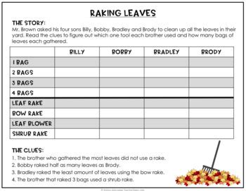 Fall Theme Logic Puzzles By Teacher Gems Teachers Pay Teachers