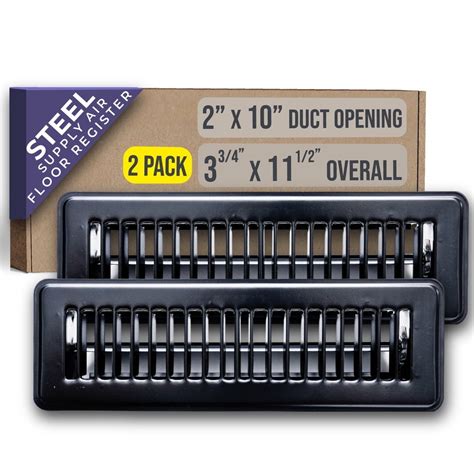 2 Pack Fits 2x10 Duct Opening Floor Register With Louvered Design By