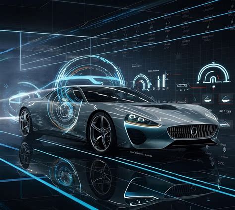 Futuristic Vehicle And Graphical User Interfacegui Premium Ai Generated Image