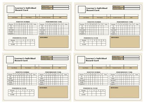 Learners Individual Record Card Pdf