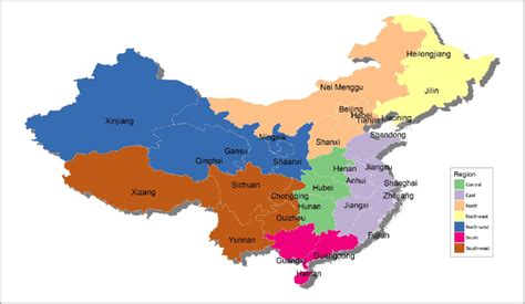 Seven Regions Of Mainland China Description Thirty One Provinces Of