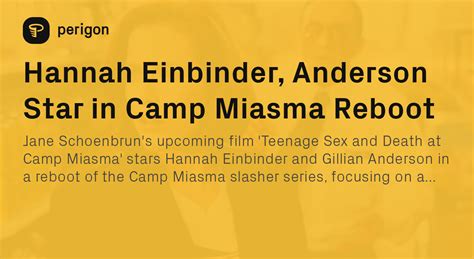 Hannah Einbinder Anderson Star In Camp Miasma Reboot Perigon