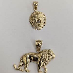 14kt Real Solid Gold Lion Pendant Etsy