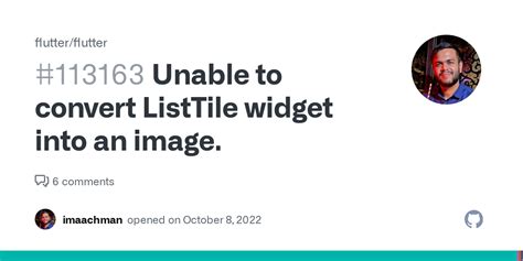 Unable To Convert Listtile Widget Into An Image · Issue 113163