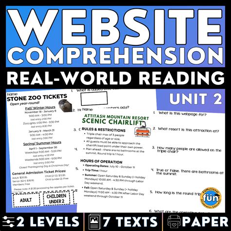 Real World Reading Comprehension Worksheets Reading Comprehension