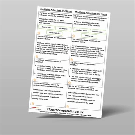 Year 4 Modifying Adjectives And Nouns Varied Fluency Resource