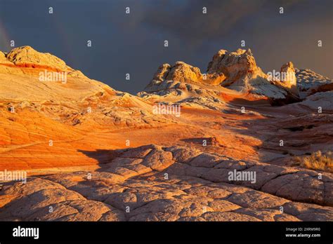 Beautiful Sunset At Incredible White Pocket Rock Formation In Vermilion