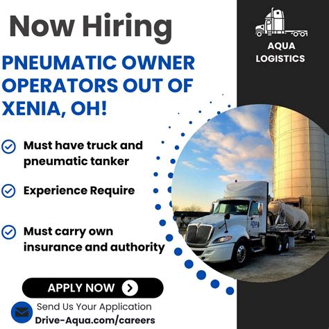 Aqua Logistics Llc Now Hiring Pneumatic Owner Operators Out Of Xenia Oh Must Have Own