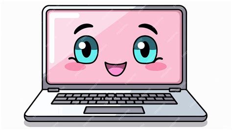 Cute Cartoon Computer Icon Vector Illustration Premium Ai Generated