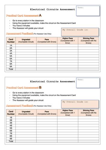 Electrical Circuits Practical Assessment Teaching Resources