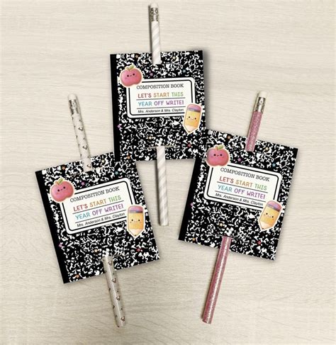 Printable Back To School Pencil Topper Back To School Tag Composition