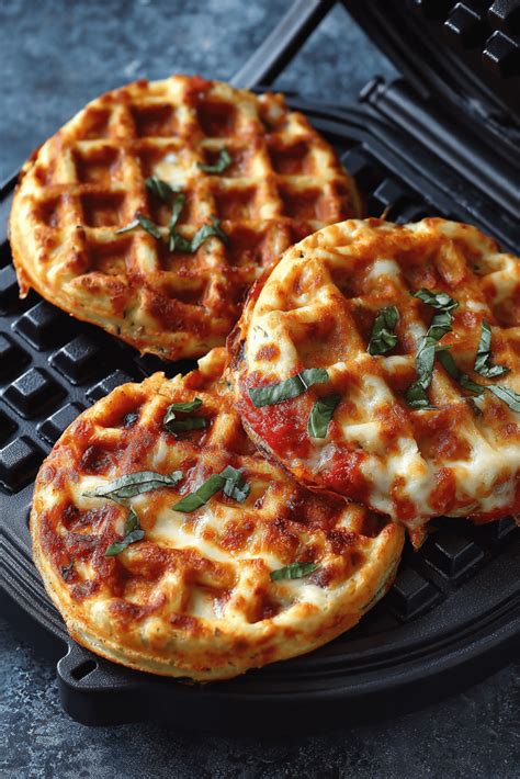 Pizza Stuffed Waffle Snacks Cookandairies