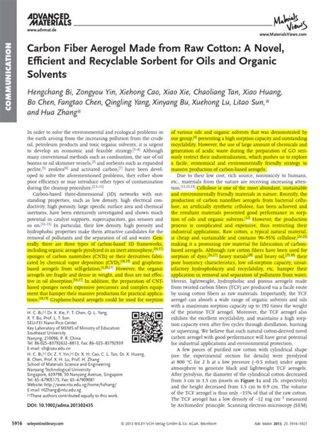 Bi Et Al 2013 Advanced Materials Pdf Carbon Nanotube Chemical Substances