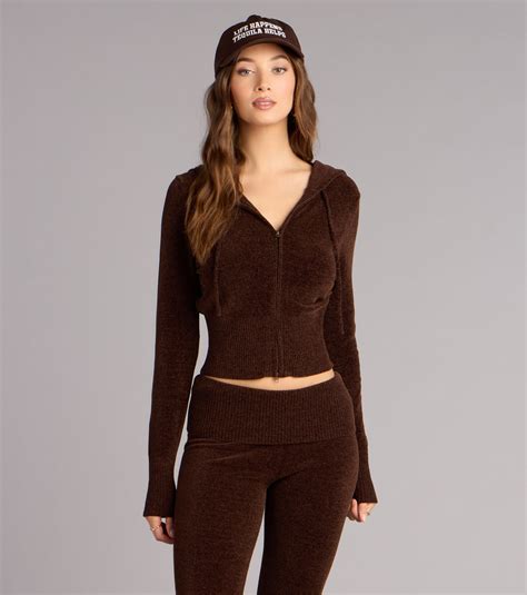 Cozy Girl Chenille Knit Zip Up Hoodie And Windsor