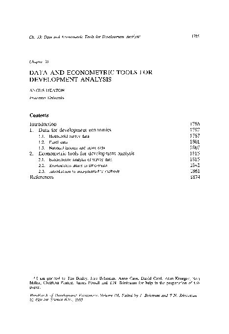 Pdf Data And Econometric Tools For Development Analysis