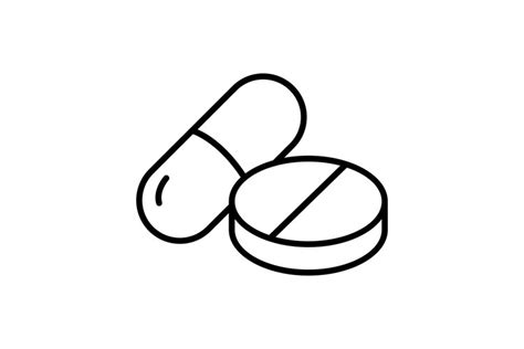 Pill And Tablet Line Icon Medicine Prescription