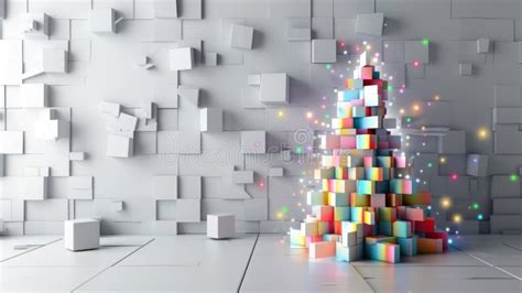 Colorful Abstract Light Cube Pyramid In Modern Room Stock Image Image