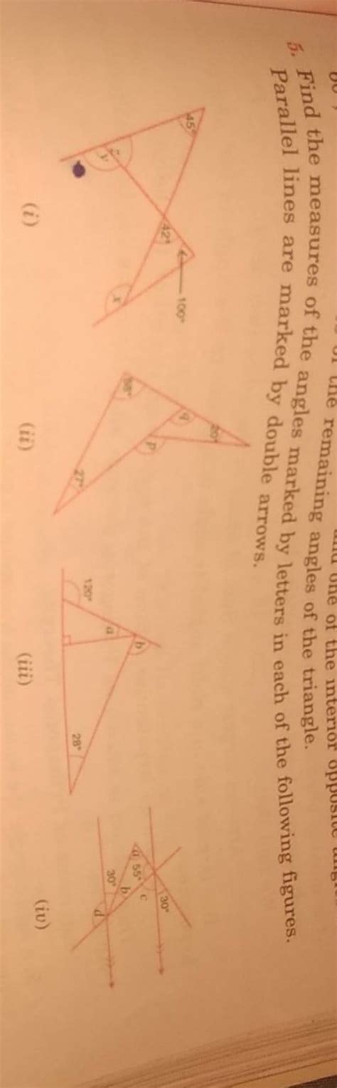 5 Find The Measures Of The Angles Marked By Letters In Each Of The Follo