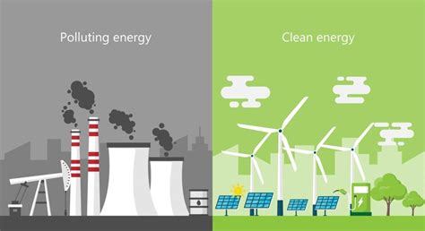 Renewable Energy And Fossil Fuels Clean Energy And Polluting Energy