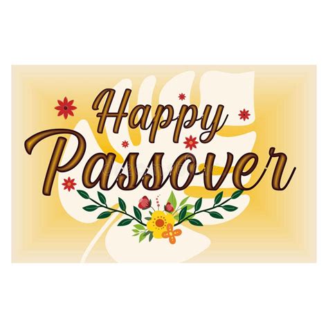 Happy Passover Hand Lettering Text With Flowers And Leaves Isolated On White Background Stock