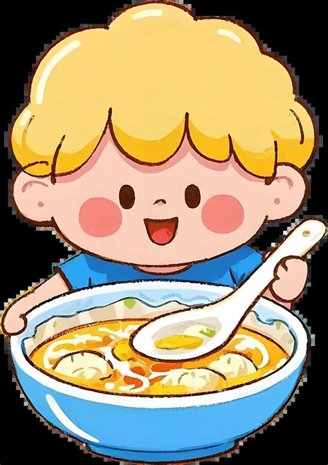 可爱吃馄饨小孩ip 花瓣网