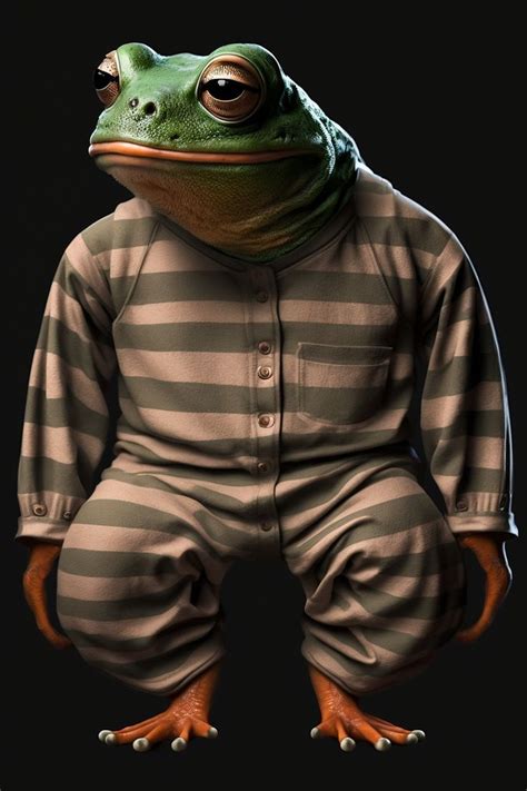 Cute Frog In Striped Outfit