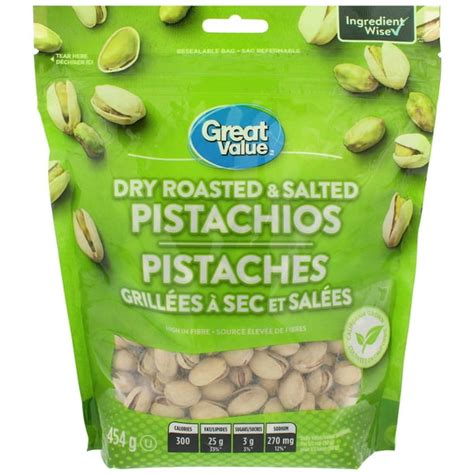 Great Value Dry Roasted And Salted Pistachios 454 G Walmart Ca