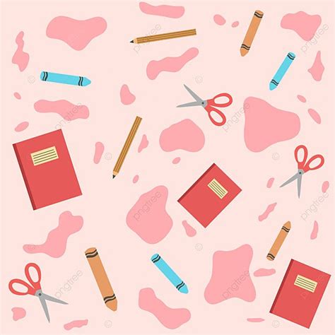 Pink School Pattern Flat Design Background Pink School Pattern