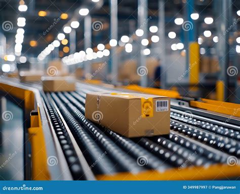 Quality Control Stamp On A Package In A Busy Distribution Center