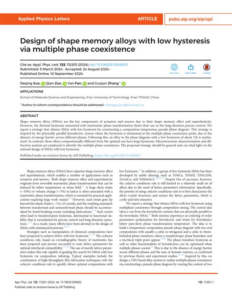 Design Of Shape Memory Alloys With Low Hysteresis Via Multiple Phase