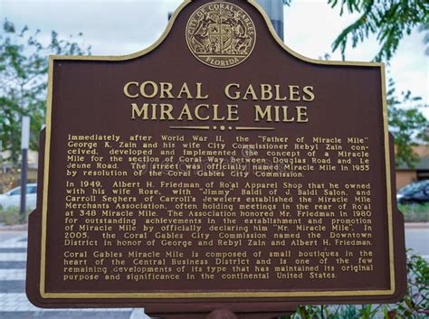 Coral Gables Miracle Mile Streetscape Marker Editorial Stock Image