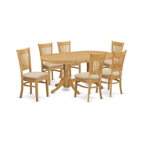 7 Pc Dining Room Set Table With Leaf And 6 Dining Chairs By East West