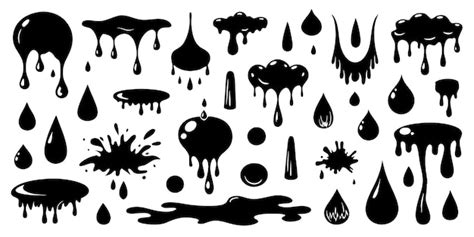 A Collection Of Puddle Drip Black And White Illustrations Premium Ai Generated Vector