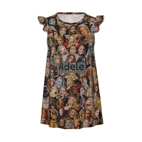 Adele Adkins Nightgown Pajamas Dress Short Sleeve Sleep Dress